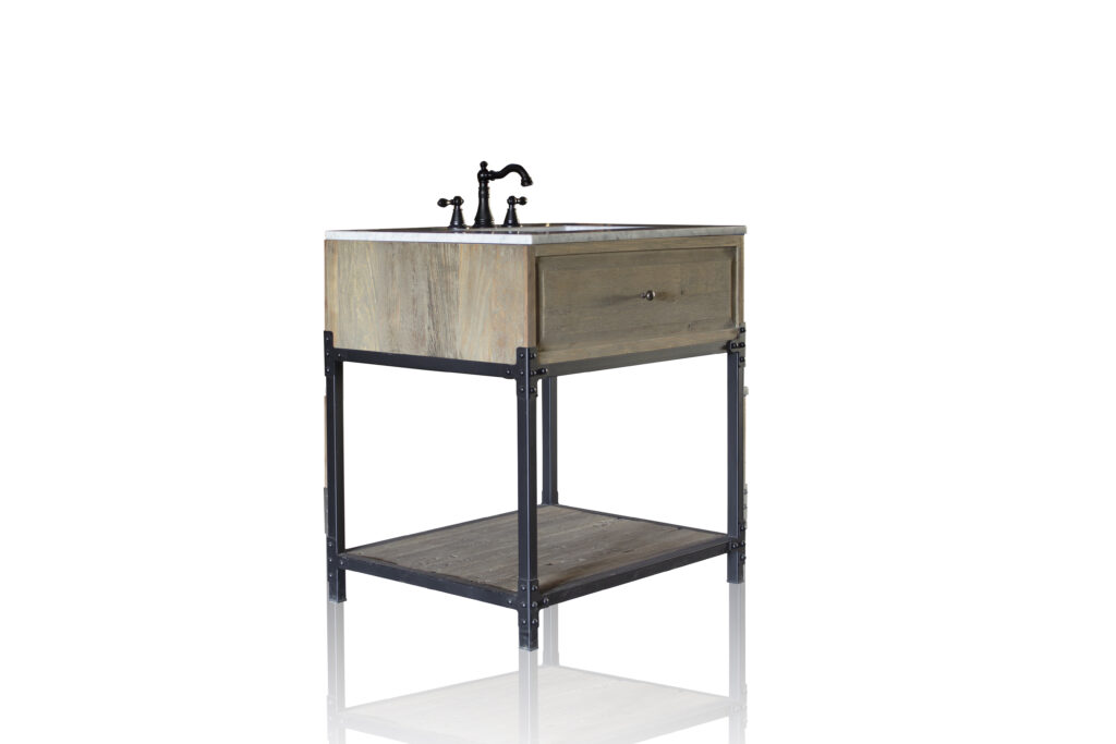Reclaimed Elm & Iron Farmhouse Bath Vanity Small 34â€ Single Iron ...