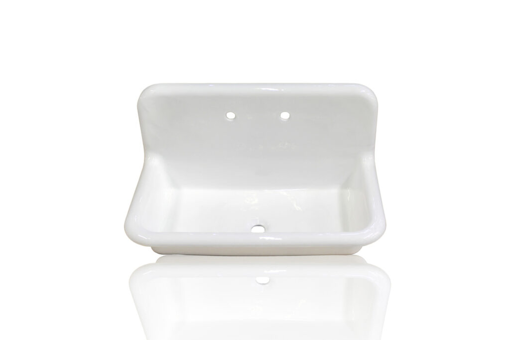 Silver Gilded Mercury Glass Inspired 24" High Back Farm Sink Cast Iron ...