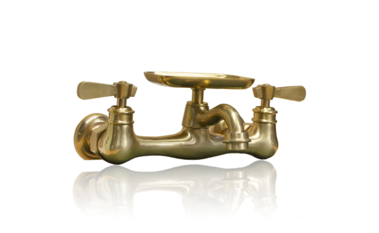 Short Spout 8 Inch on Center Brass Faucet with Handles & Soap Dish 21 ...