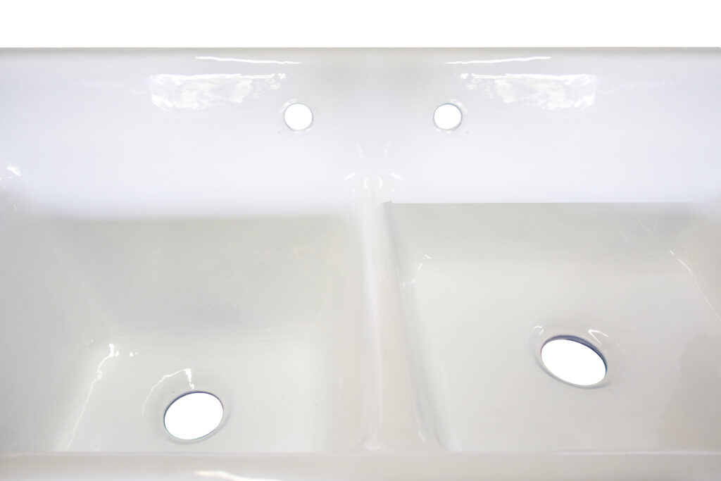 Large 47" Cast Iron Porcelain Deep Double Basin Wall Mount High Back ...