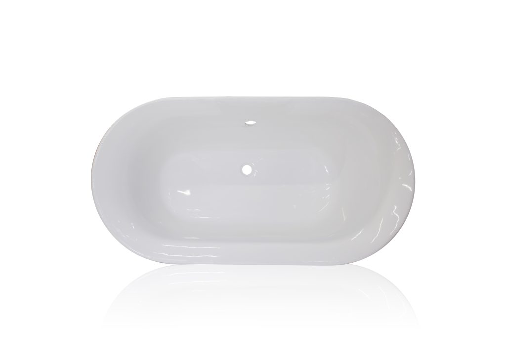 Tapless Cast Iron Porcelain 60" Double Ended Rolled Rimmed Edwardian ...