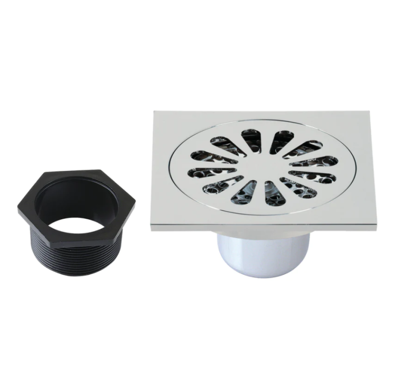 Watercourse 4-Inch Square Grid Shower Drain with Hair Catcher ...